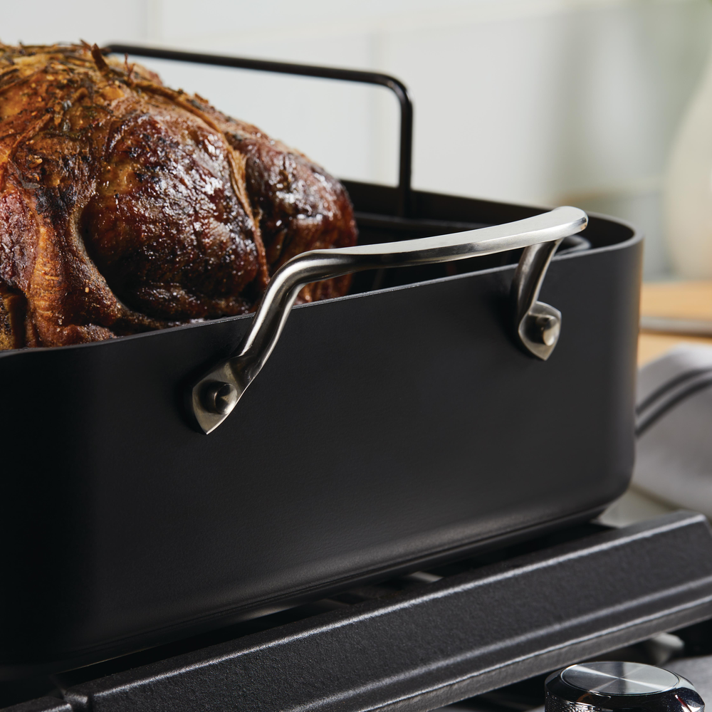 Hard-Anodized Roaster with Removable Nonstick Rack – PotsandPans