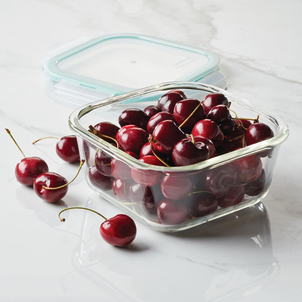 Airtight-Leakproof Borosilicate Glass 4-Piece 17-Oz. Square Container ...
