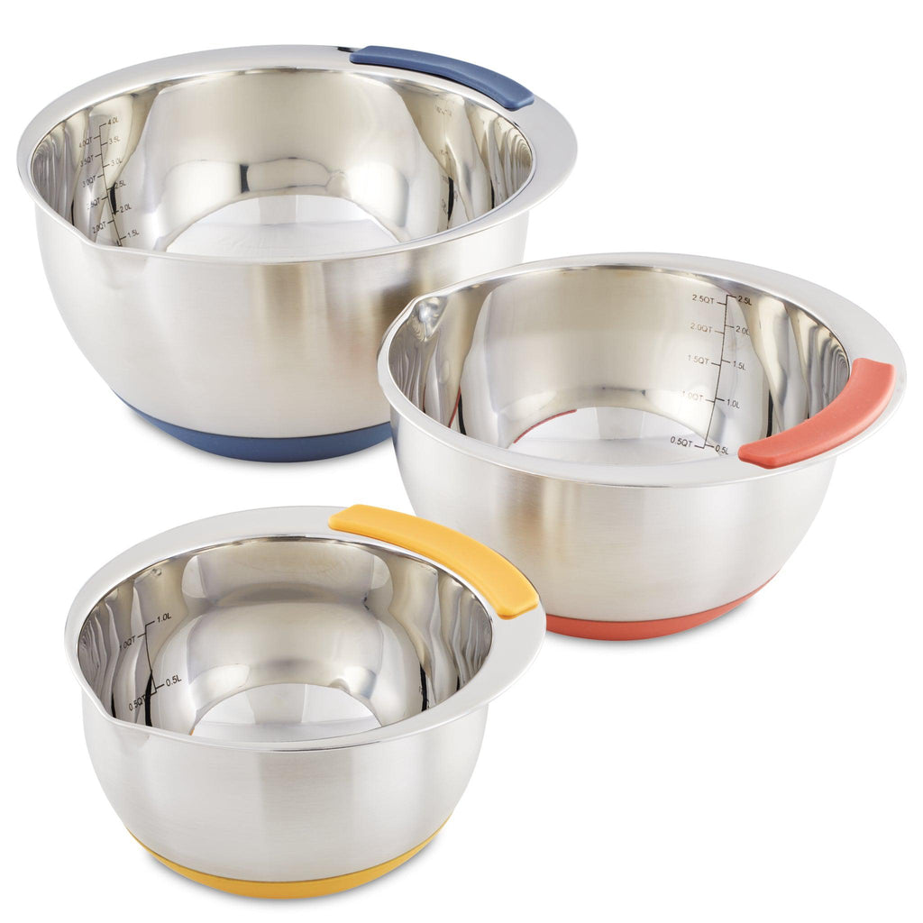 Stainless Steel 3-Piece Nesting Mixing Bowls Set – PotsandPans