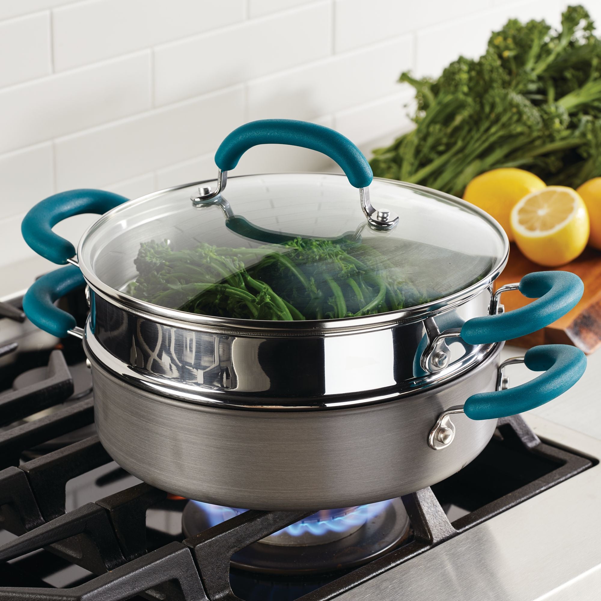 Create Delicious 3-Quart Hard Anodized Nonstick Induction Steamer Set ...