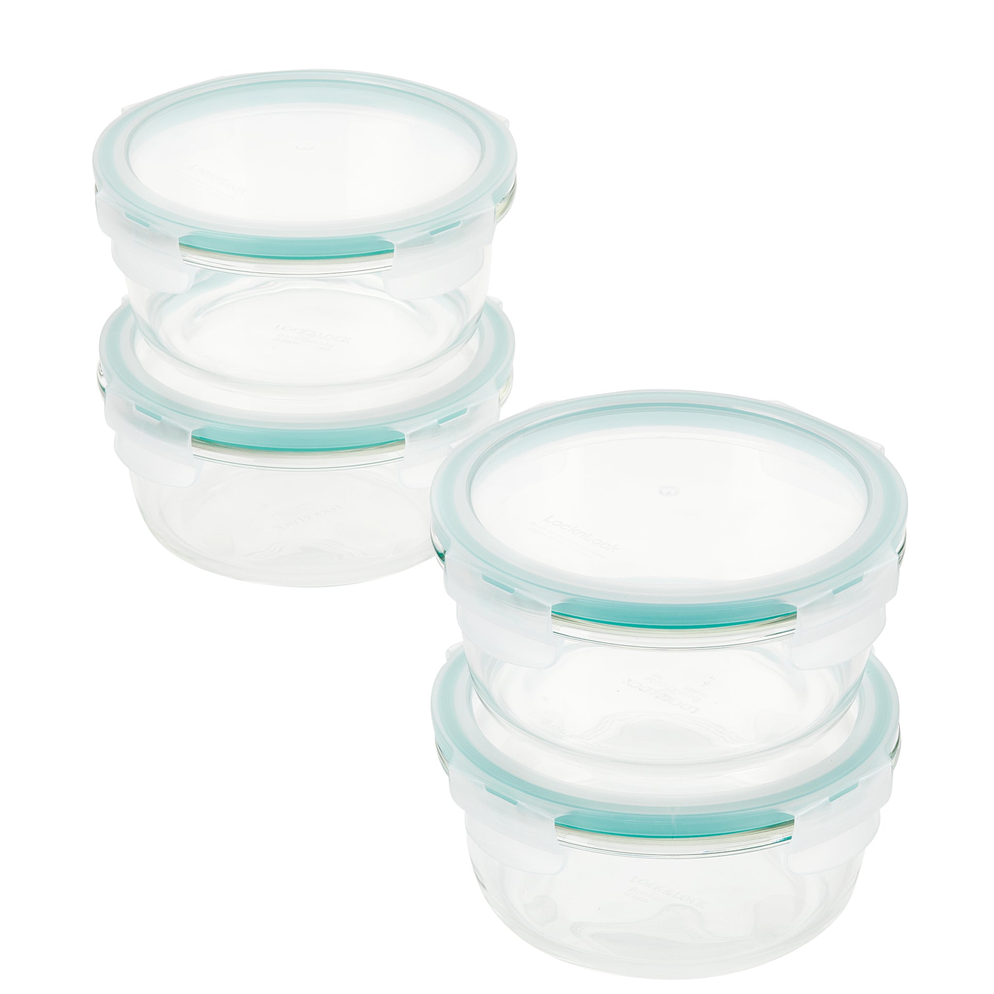 Airtight-Leakproof Borosilicate Glass 4-Piece 22-Oz. Round Container S ...